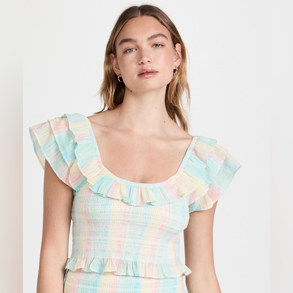 LoveShackFancy | Tops | Nwt Loveshackfancy Saba Smock Crop Top In Multi ...